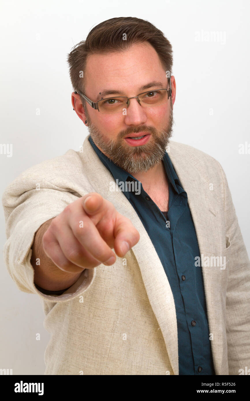 Hand european man shows hi-res stock photography and images - Alamy