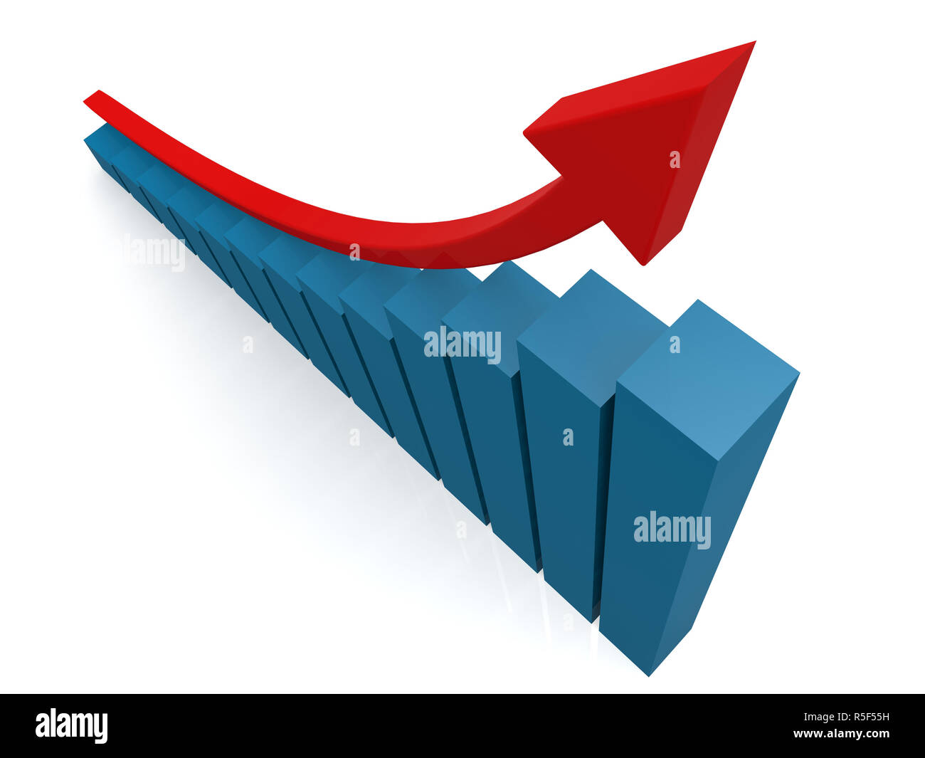 Red arrow and blue graph view from top Stock Photo - Alamy