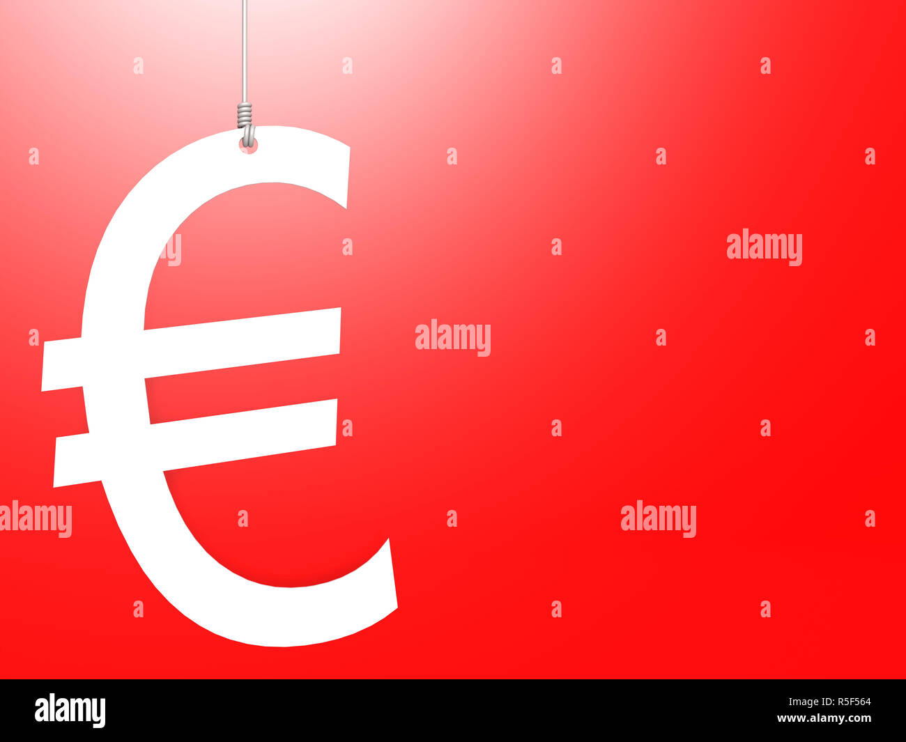 Euro sign hang with red background Stock Photo - Alamy
