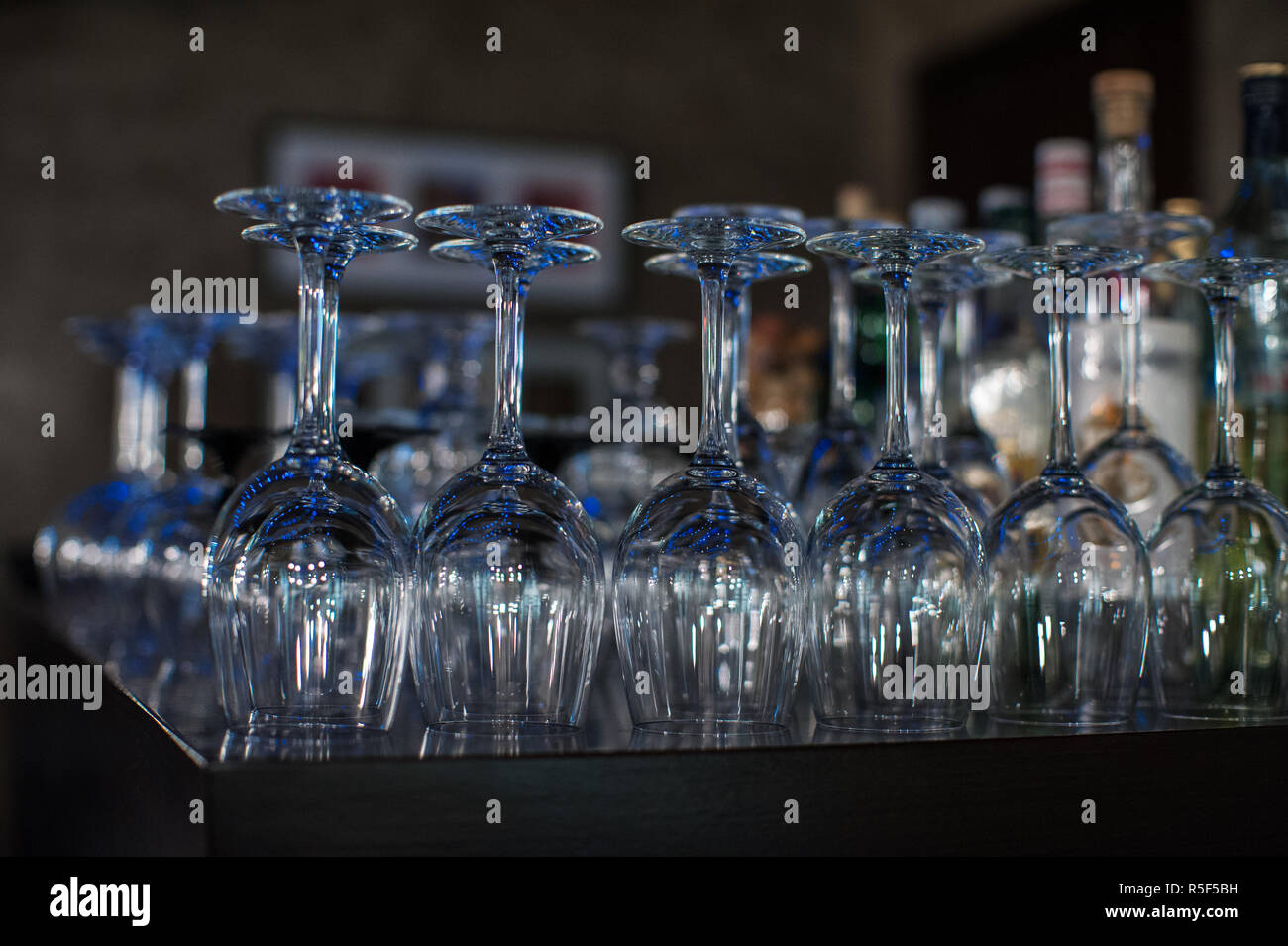 Wine glasses at the bar Stock Photo - Alamy