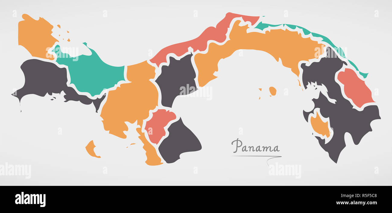 Panama map and their provinces hi-res stock photography and images - Alamy
