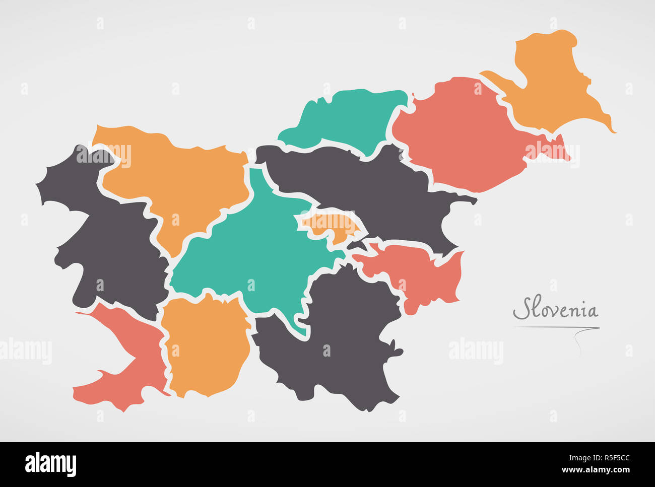 Slovenia Map with states and modern round shapes Stock Photo - Alamy