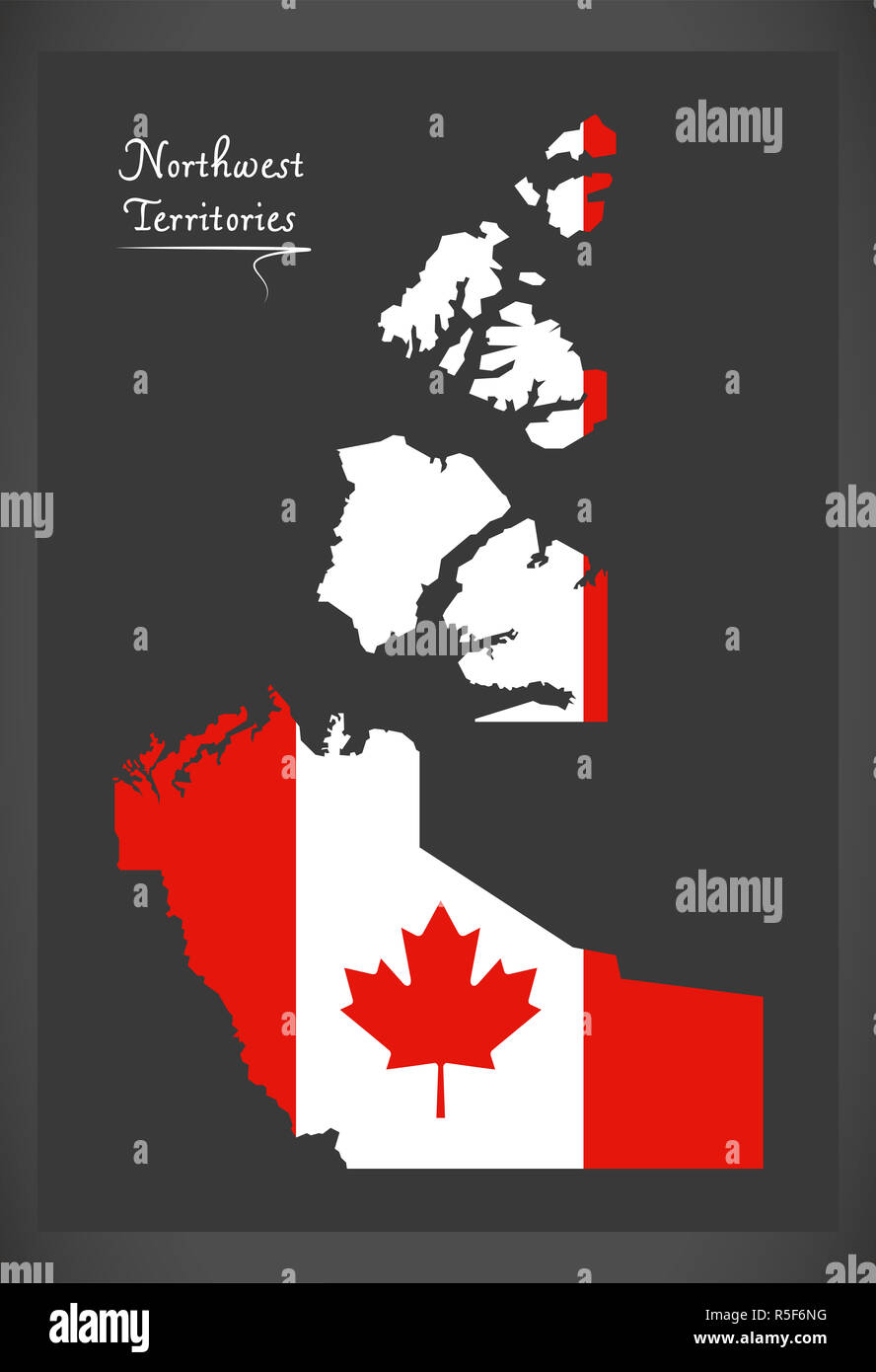 Northwest Territories Canada map with Canadian national flag ...