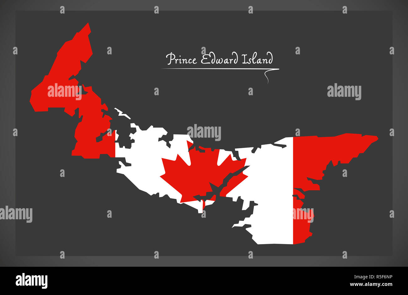 Prince Edward Island Canada map with Canadian national flag ...