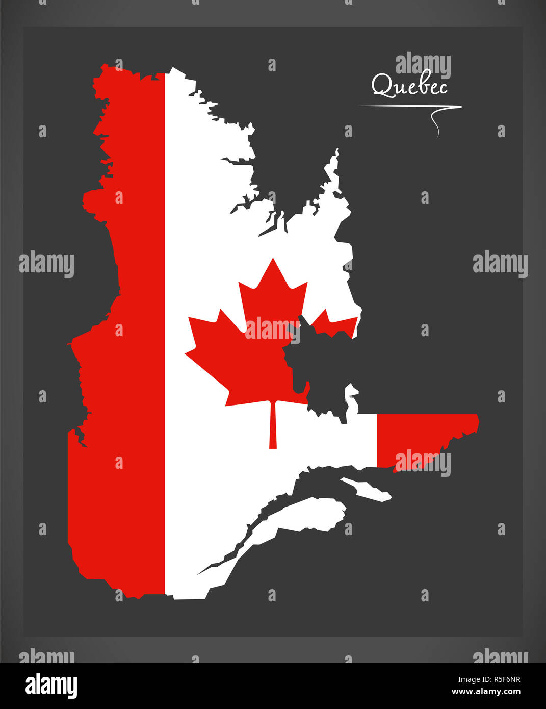 Quebec Canada map with Canadian national flag illustration Stock Photo ...