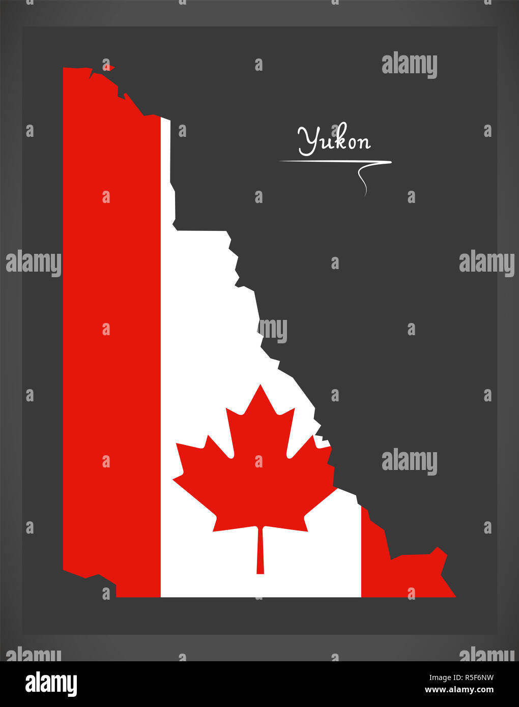 Yukon Canada map with Canadian national flag illustration Stock Photo ...