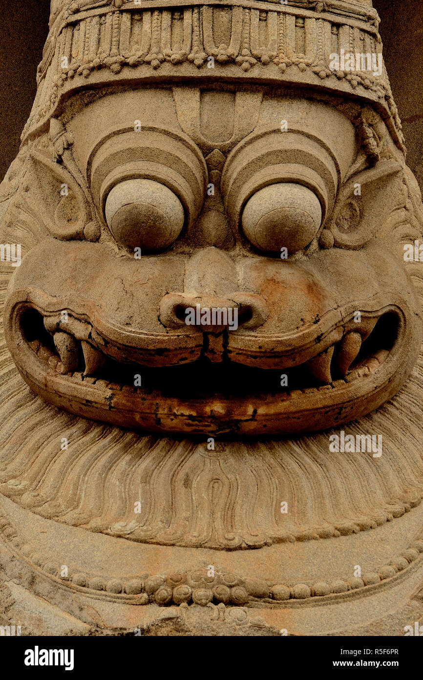 Ugra Narasimha, the man-lion avatar of Vishnu, seated in a yoga ...