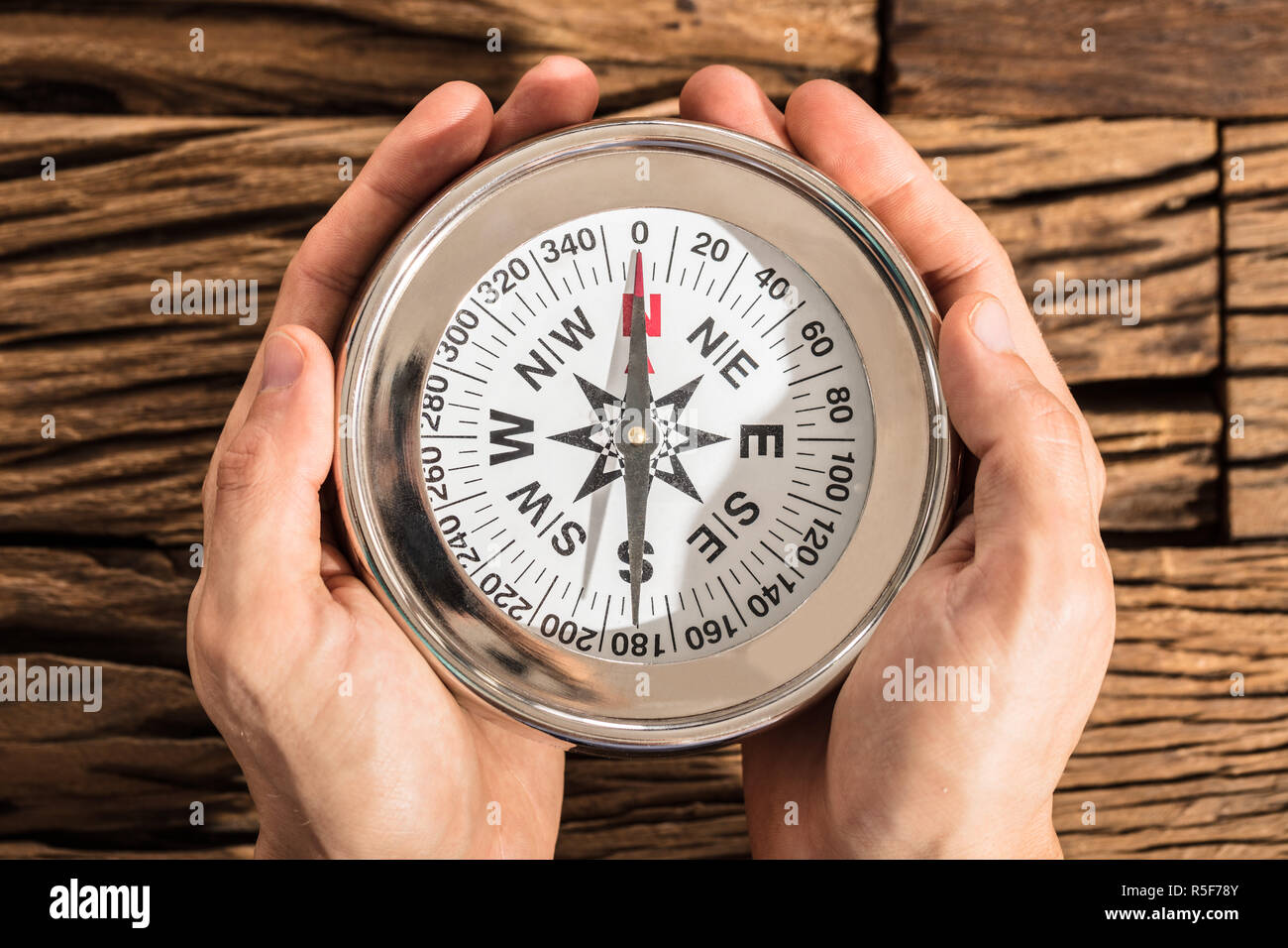 Hand Holding Compass Stock Photo - Alamy