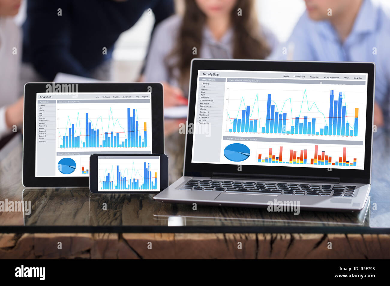 Graph Display On Modern Electronic Devices Screen Stock Photo - Alamy