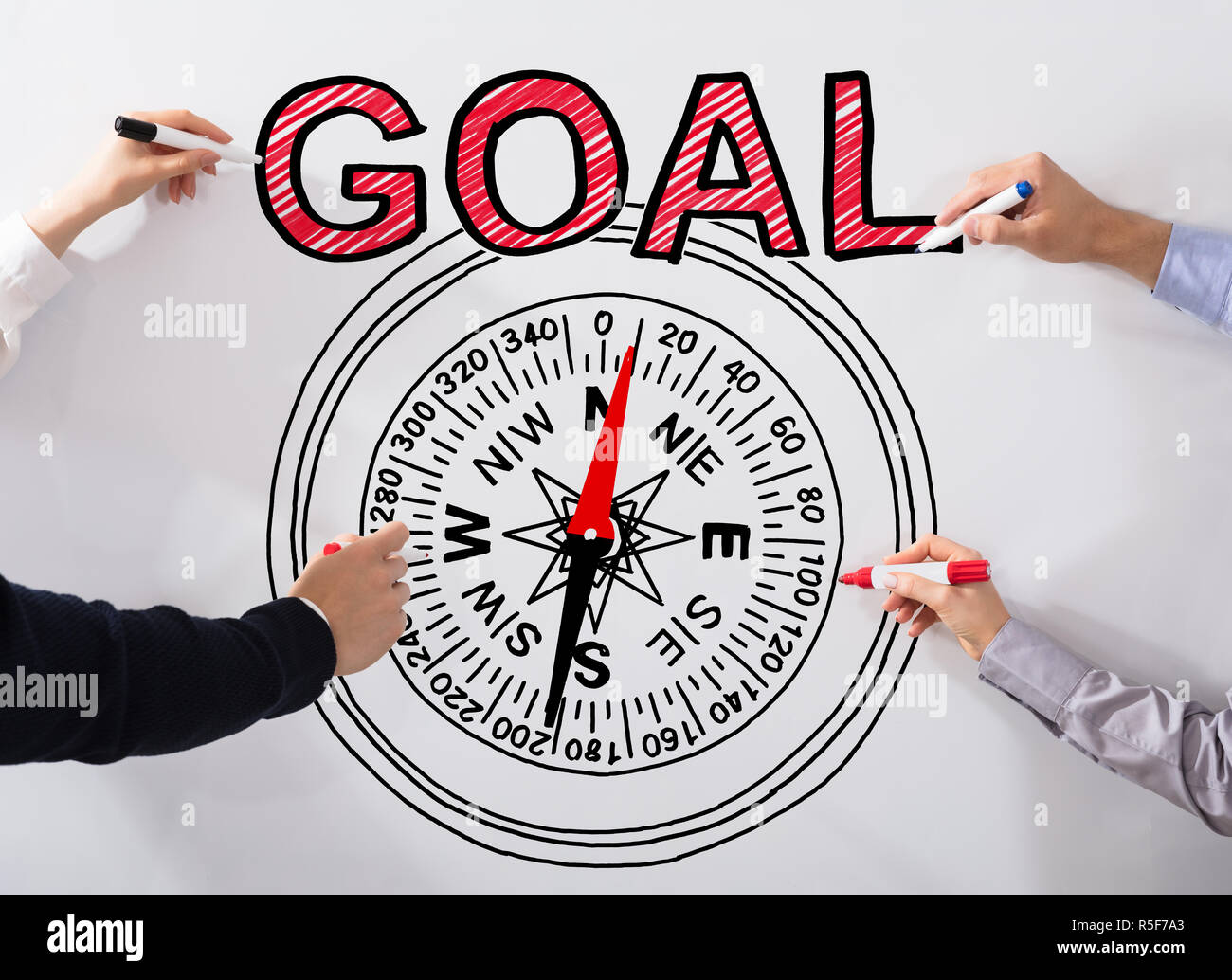 Executives Drawing Goal Concept On Whiteboard Stock Photo - Alamy