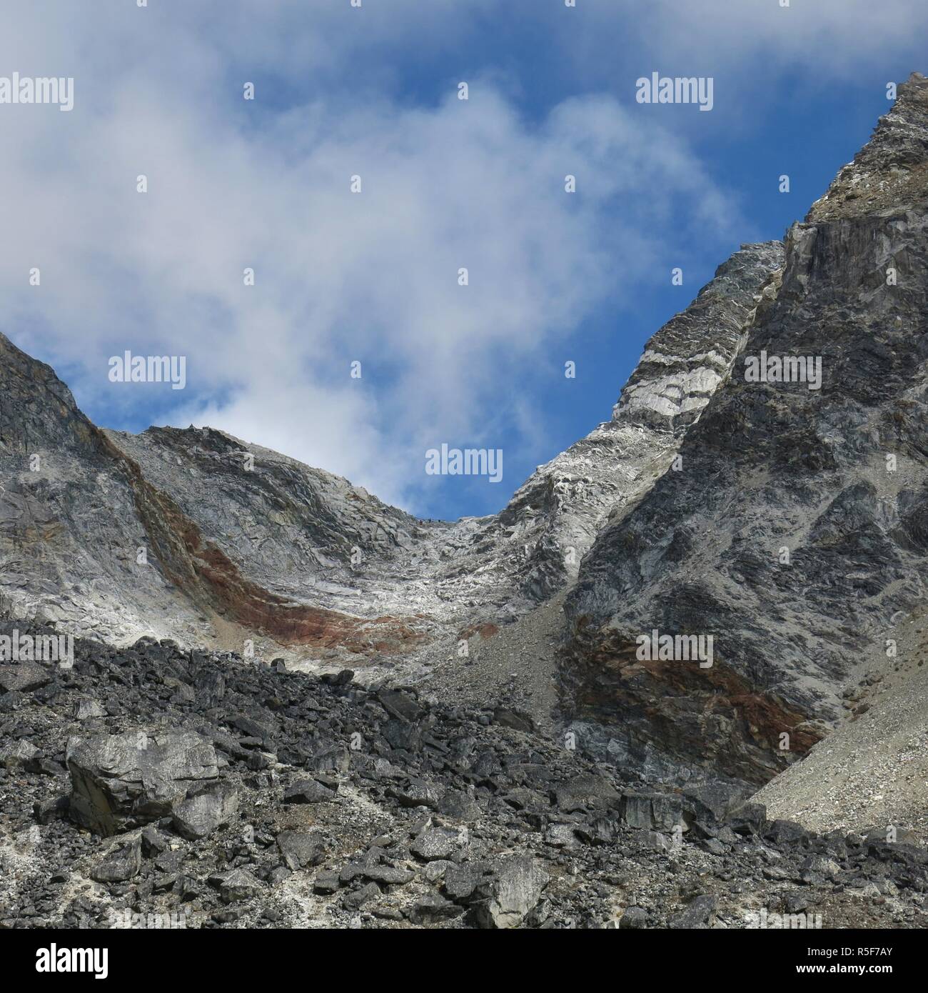 Steep Cho La mountain pass. Popular trekking route from Gokyo to ...