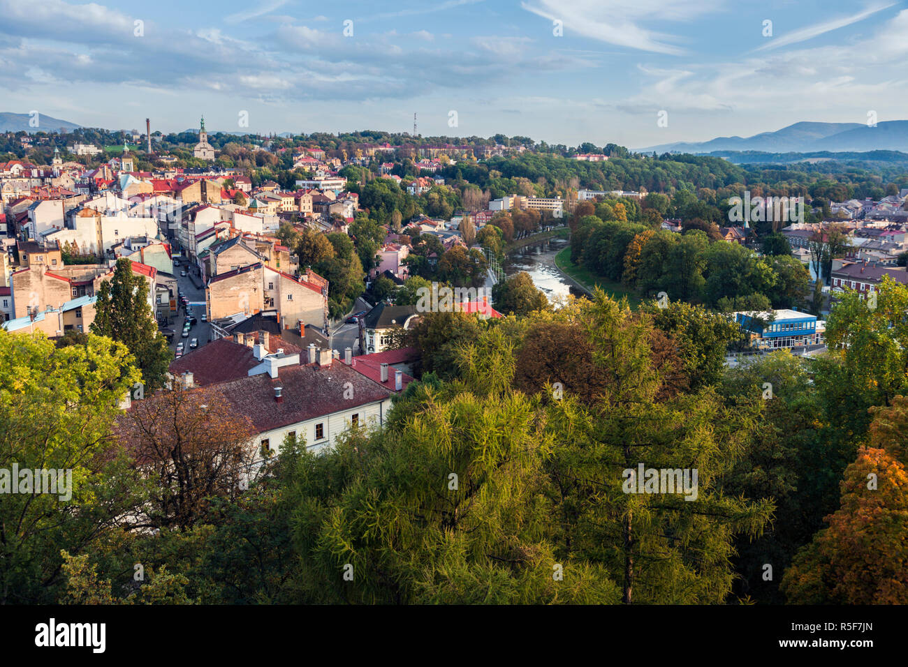 Panorama of Cieszyn - aerial view. Cieszyn, Slaskie, Poland Stock Photo ...