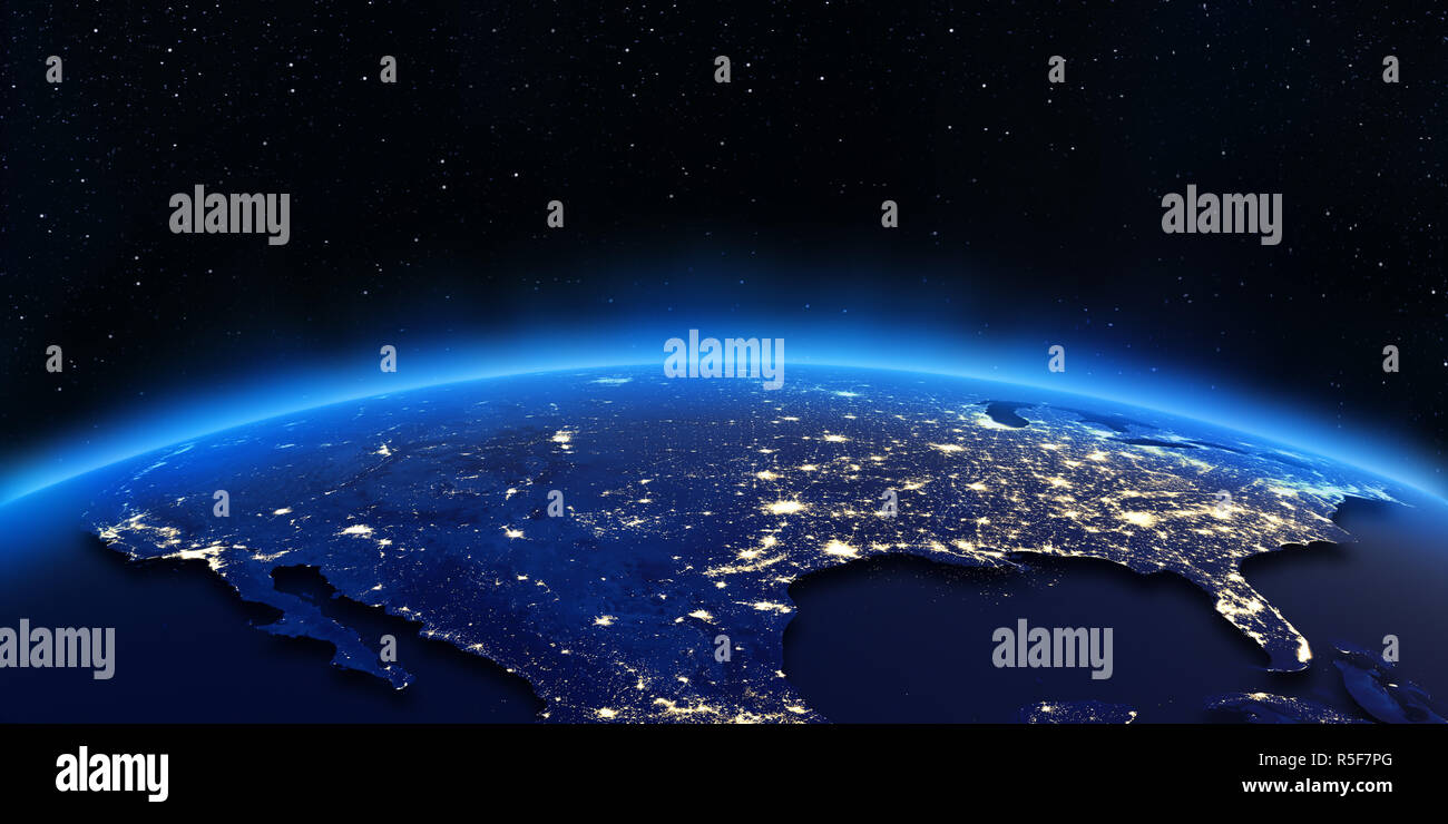 USA city lights map Stock Photo - Alamy