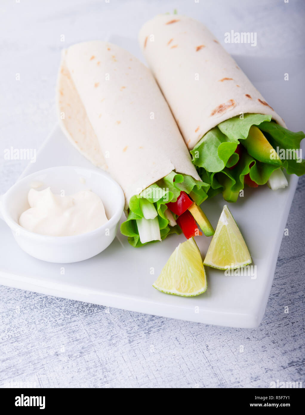 Vegetable wrap sandwiches Stock Photo - Alamy