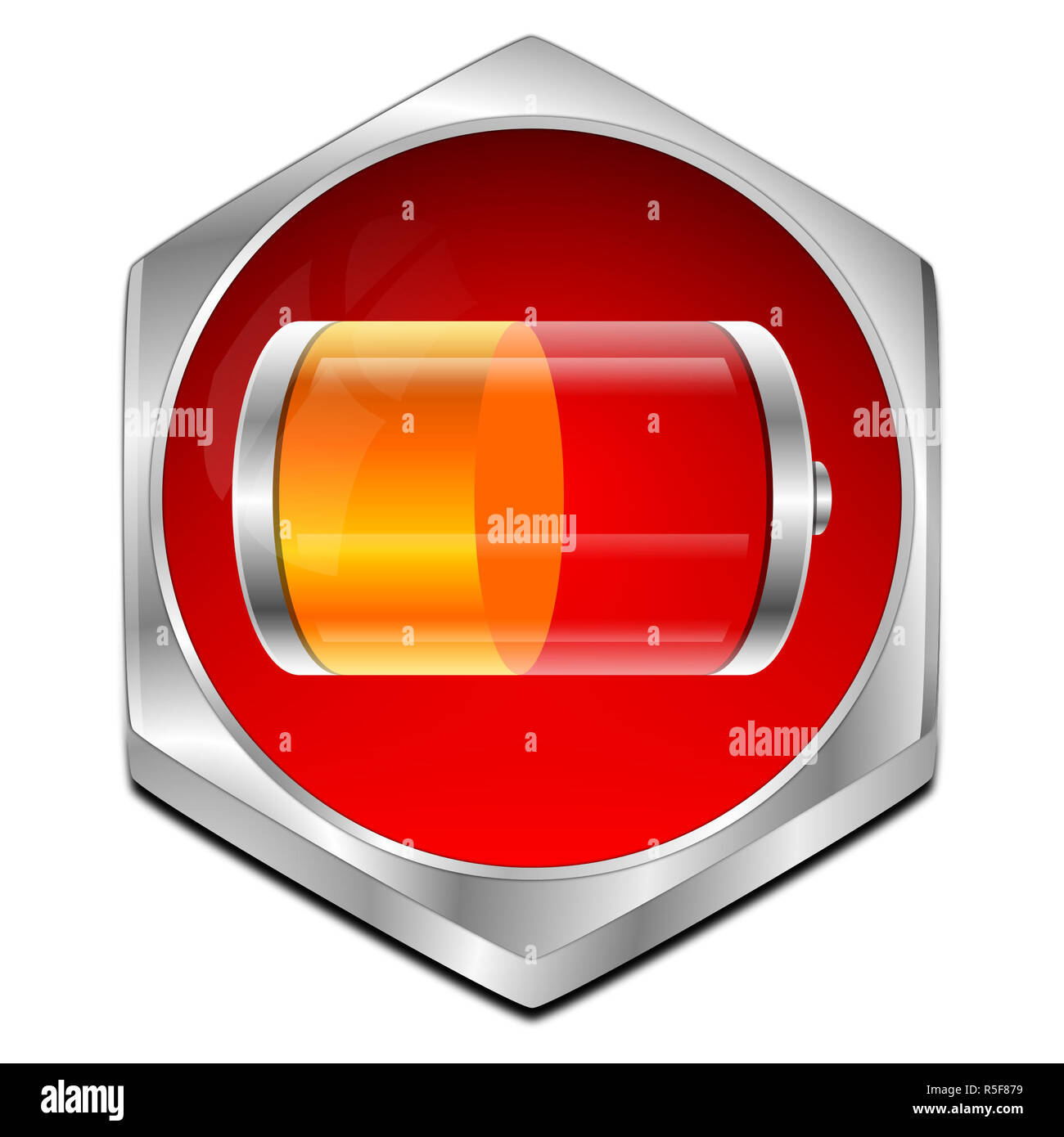 red orange Battery Button - 3D illustration Stock Photo - Alamy