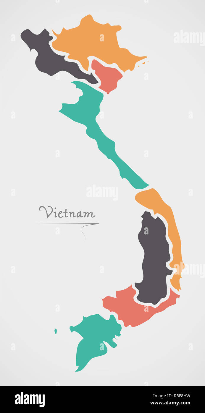 Vietnam Map with states and modern round shapes Stock Photo - Alamy