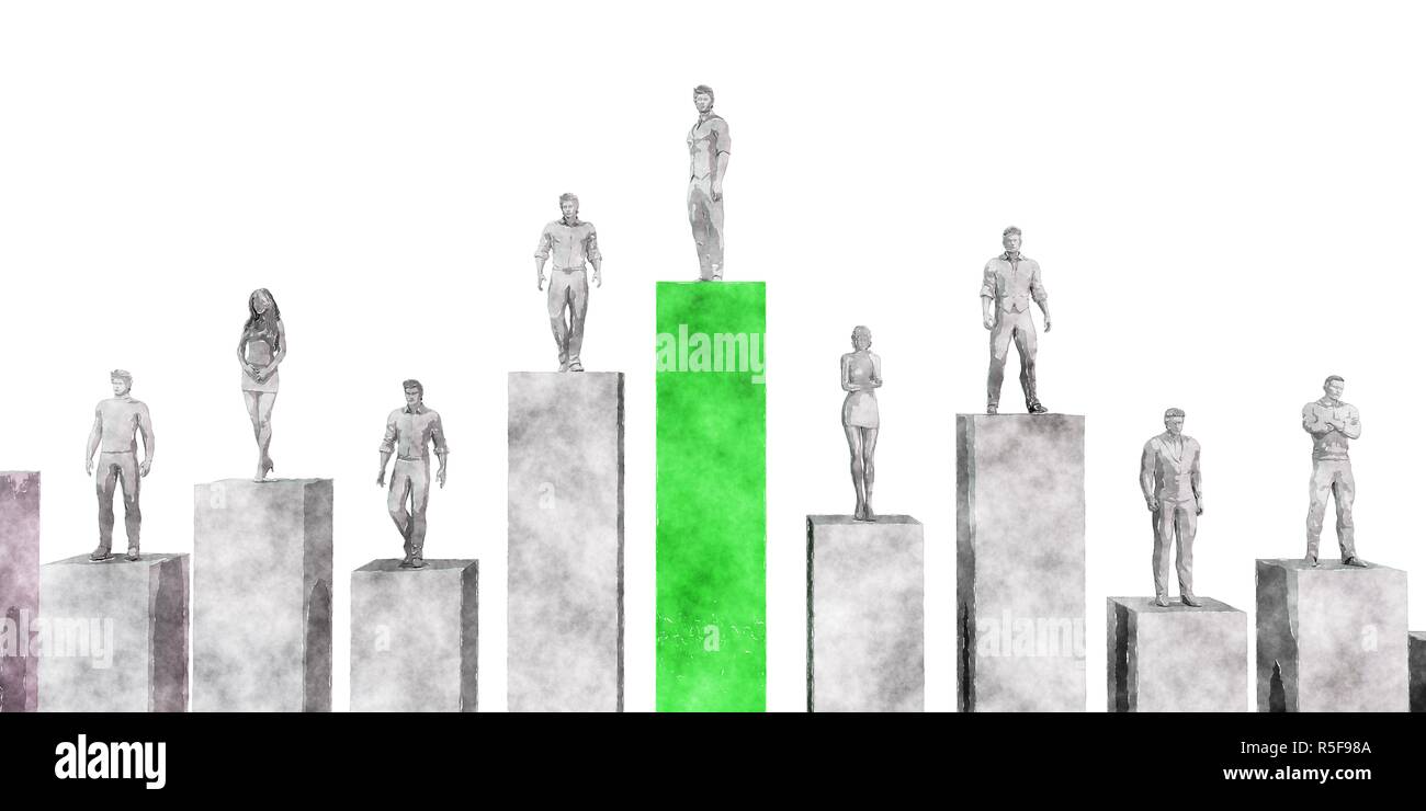 People Standing on Bar Chart Stock Photo - Alamy