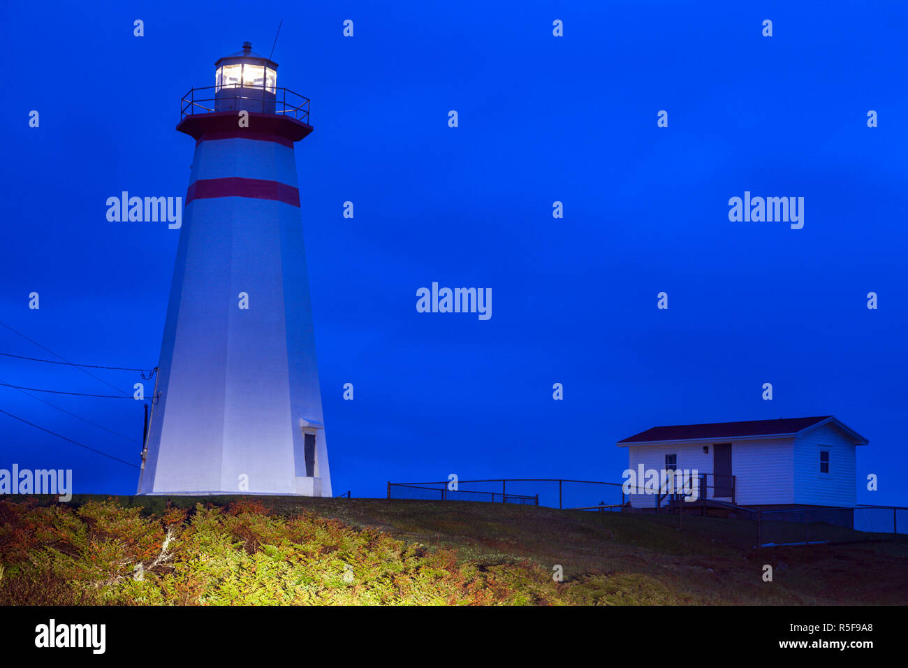Cape Ray Lighthouse at night. Newfoundland and Labrador, Canada Stock ...