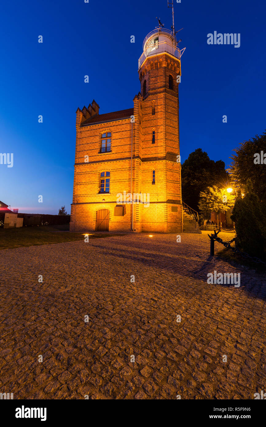 Lighthouse in Ustka at night. Ustka, Pomerania, Poland Stock Photo - Alamy