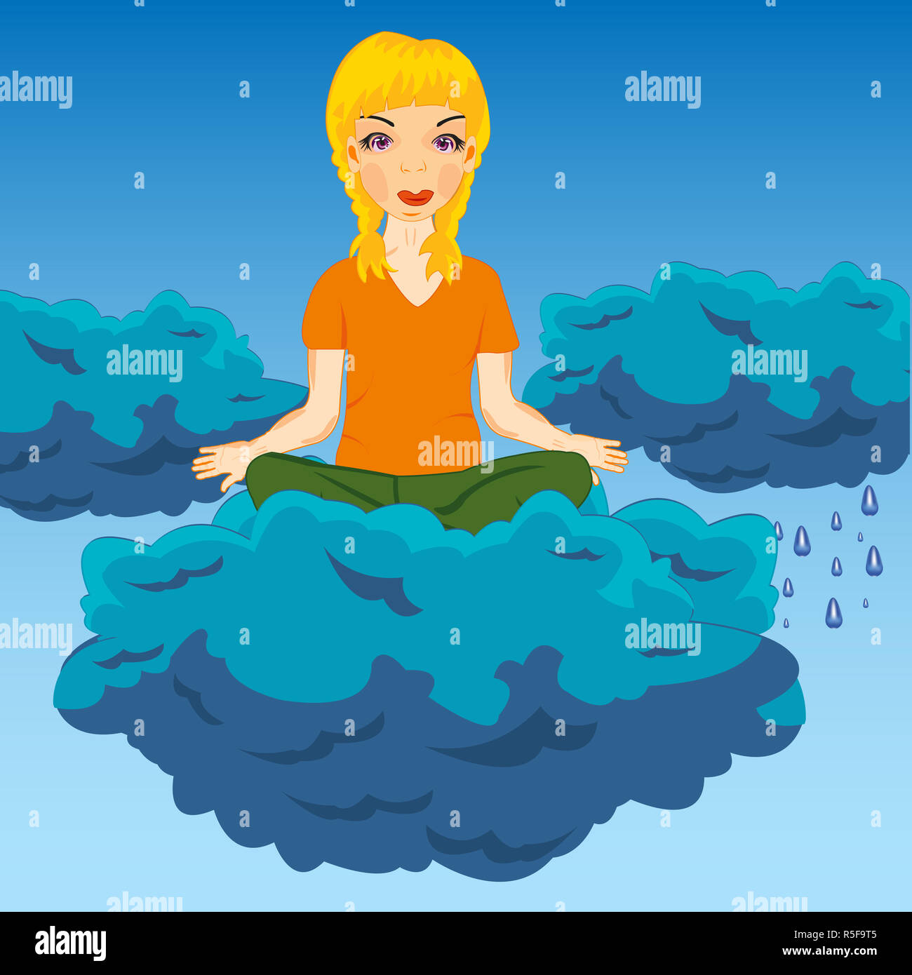 Girl on cloud Stock Photo - Alamy