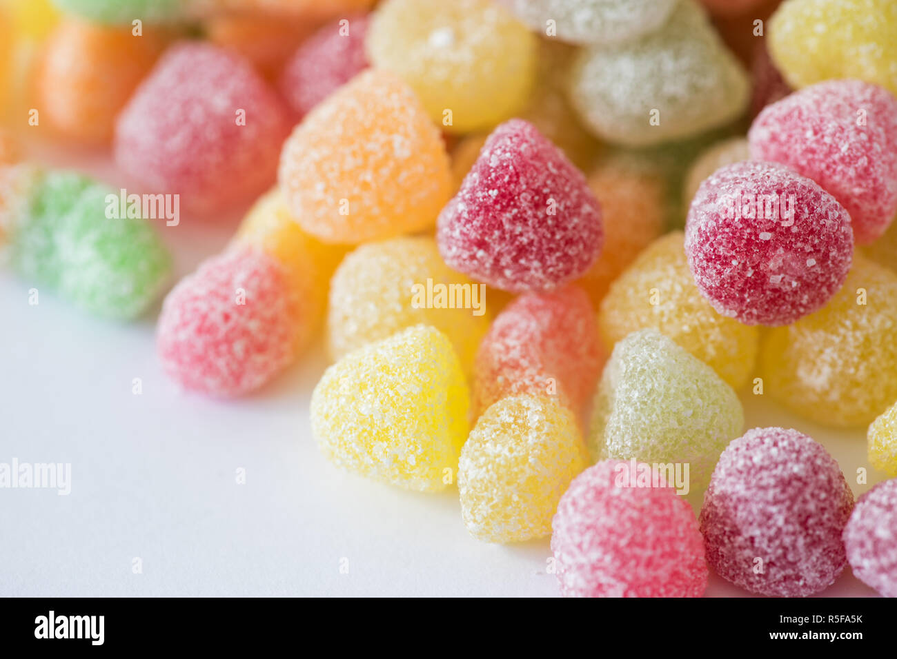 Close-Up Of Colorful Candy. Composition with tasty jelly candies. fruit ...