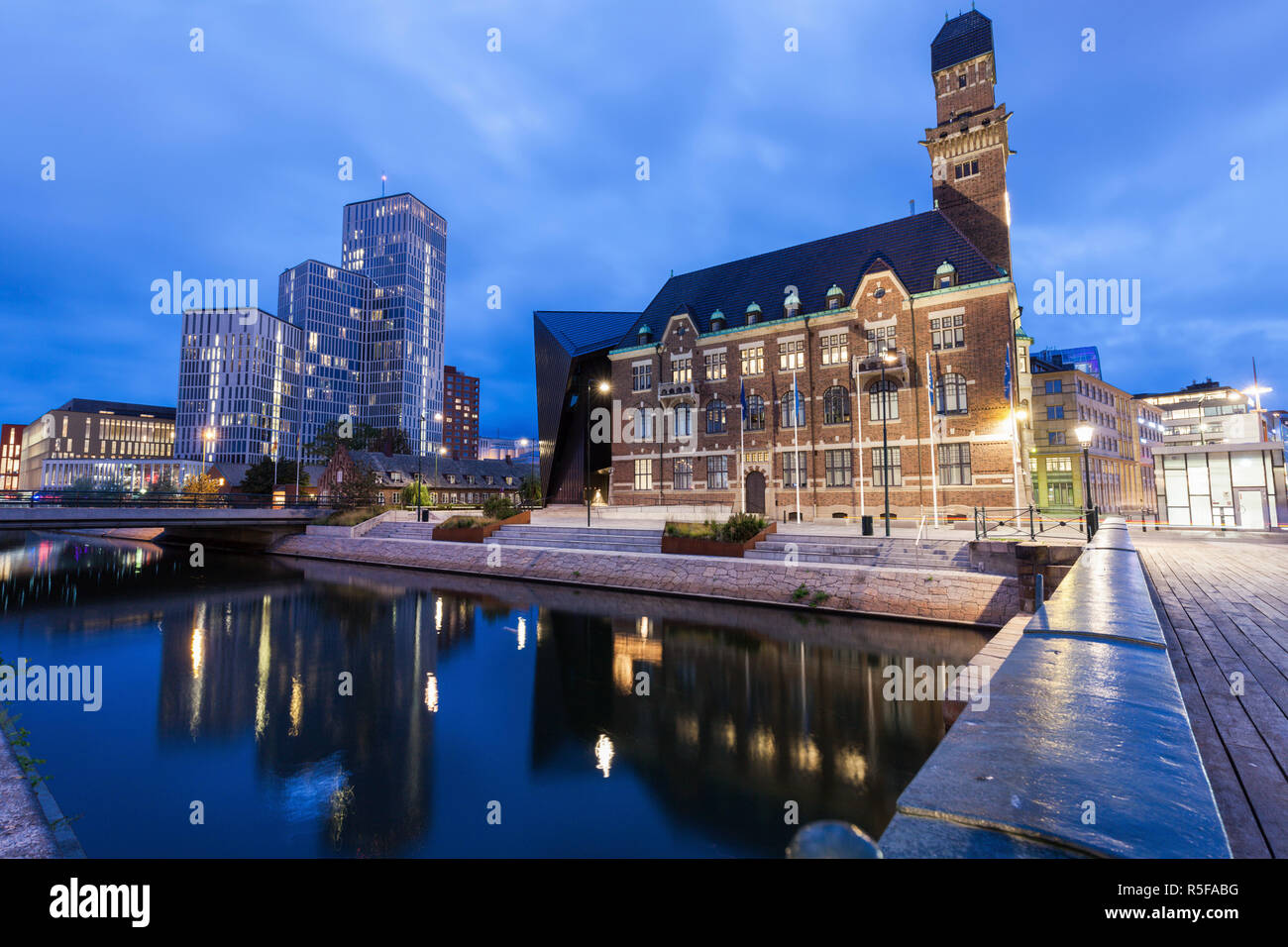 Panorama of Malmo at night. Malmo, Scania, Sweden Stock Photo - Alamy