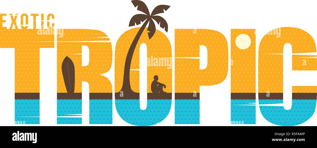 exotic tropic summer holidays beach sign symbol vector art Stock Vector ...