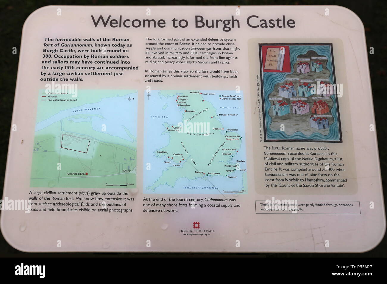 Information board, Burgh Castle Roman shore-fort, Great Yarmouth ...