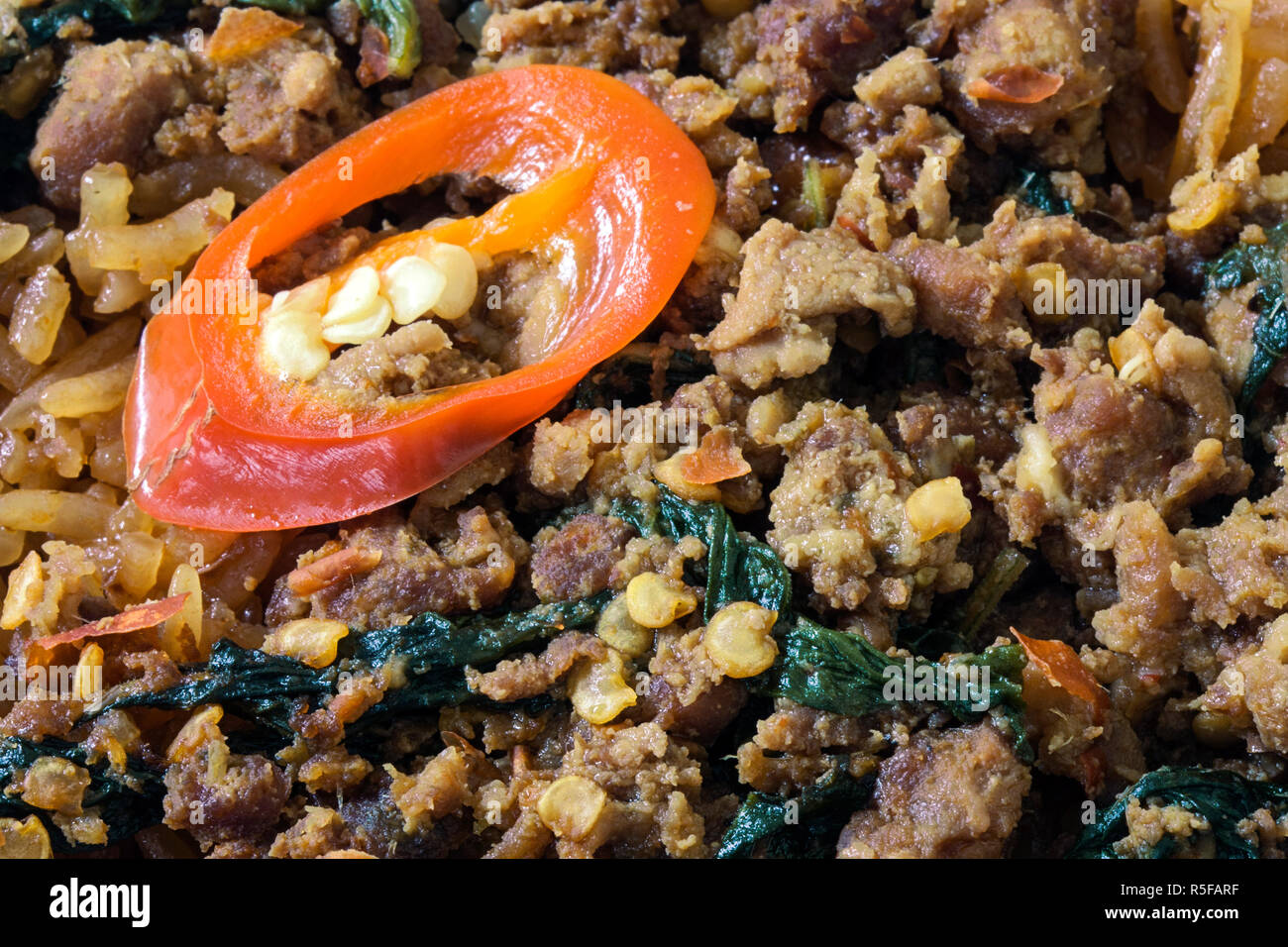 stir fried basil pork rice thai food spicy Stock Photo - Alamy