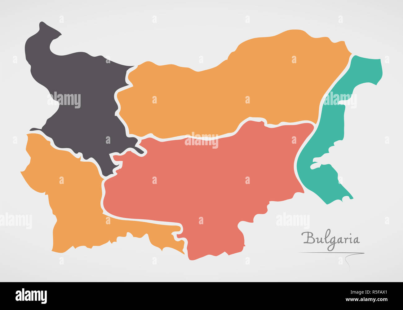 Bulgaria Map with states and modern round shapes Stock Photo - Alamy
