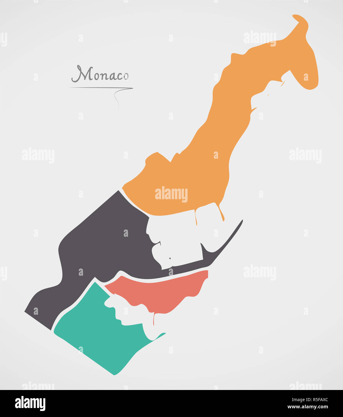 Monaco Map with states and modern round shapes Stock Photo - Alamy