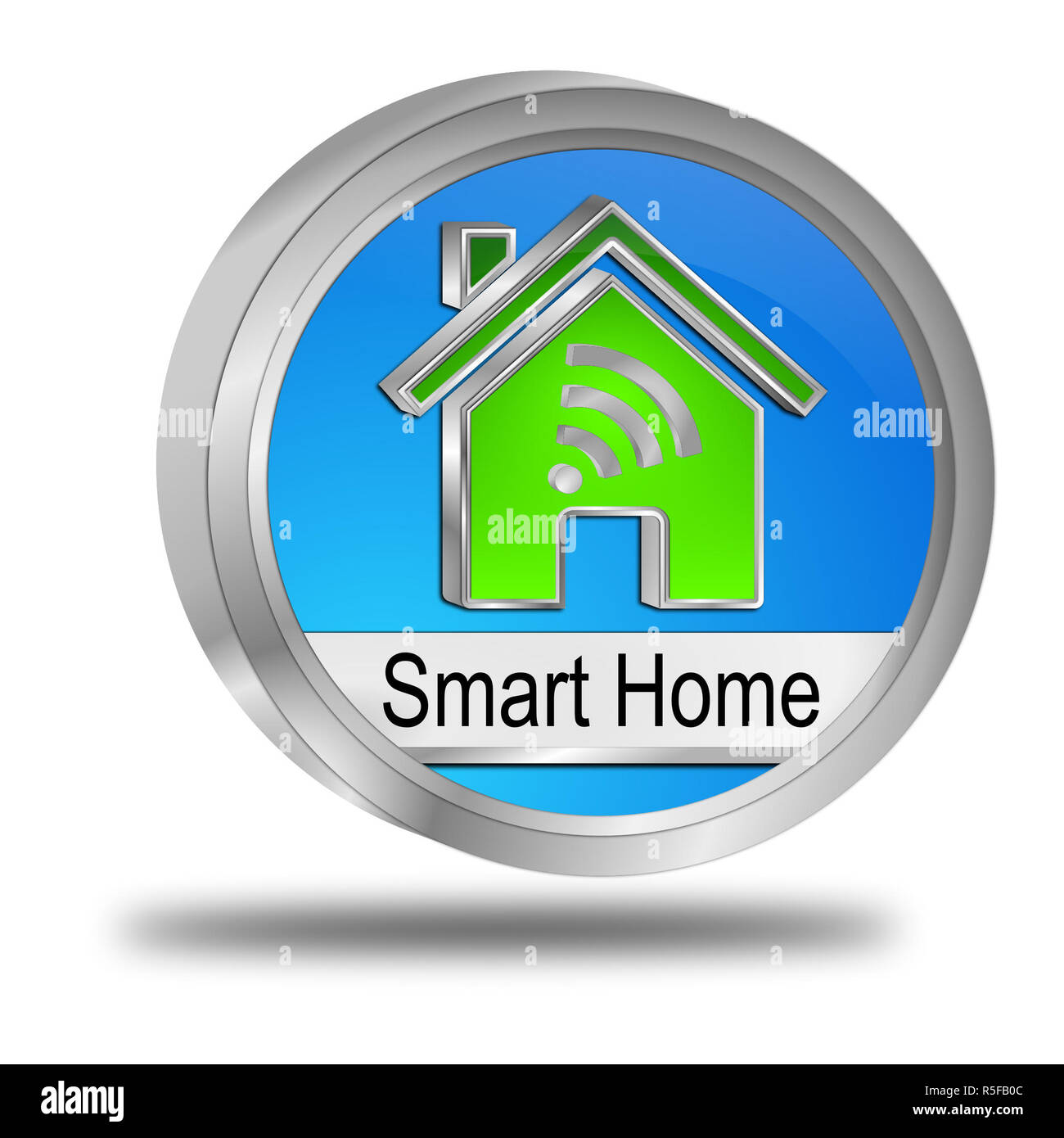 glossy blue green Smart Home Button - 3D illustration Stock Photo - Alamy