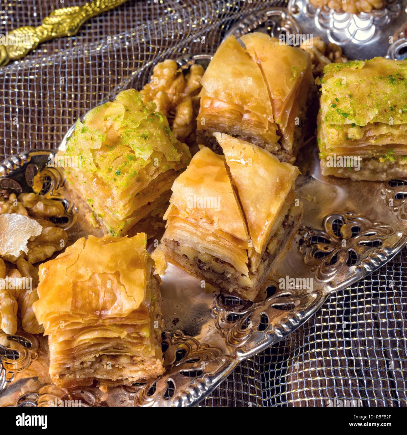 a fresh and tasty real turkish baklava Stock Photo - Alamy