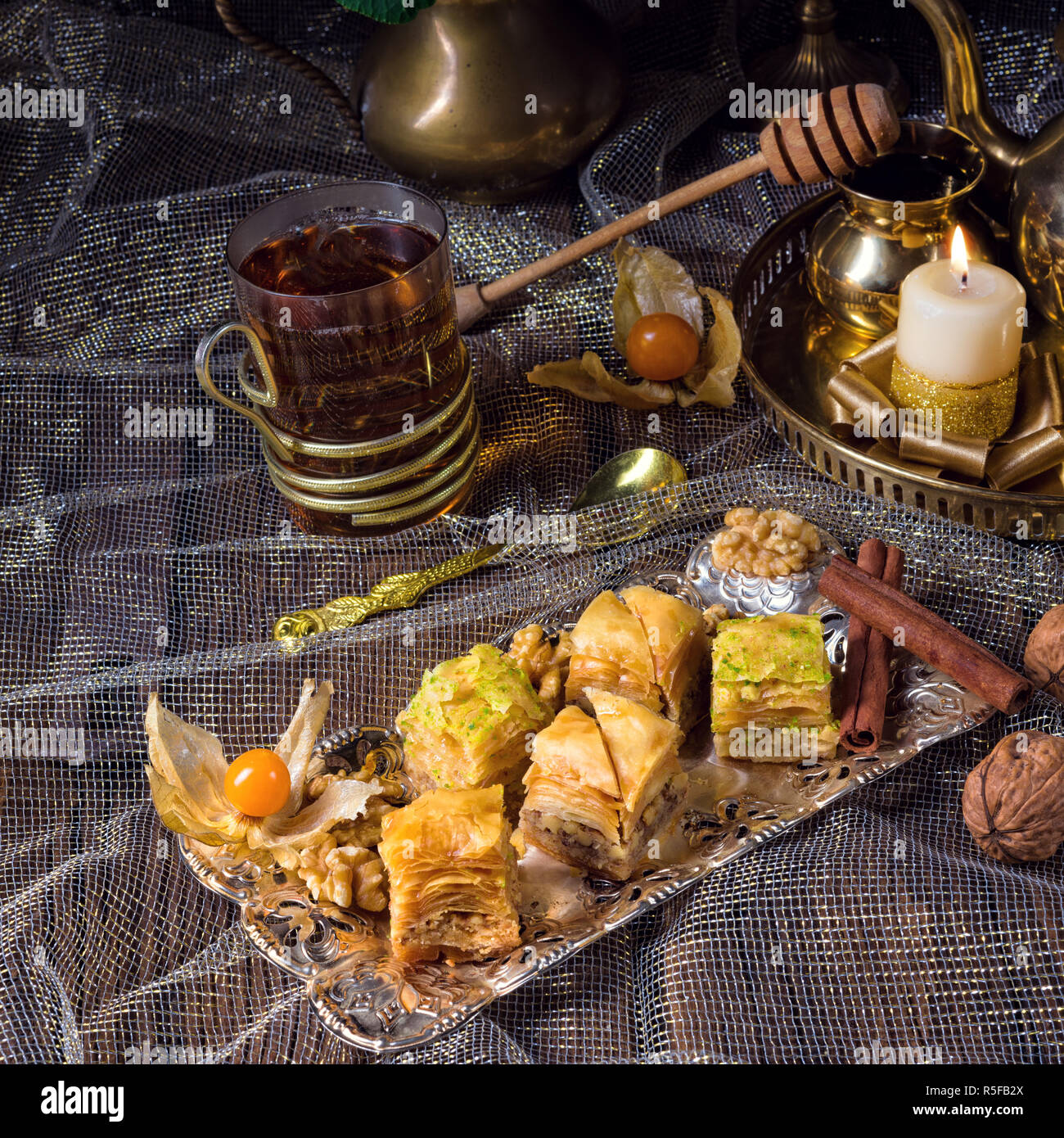 a fresh and tasty real turkish baklava Stock Photo - Alamy