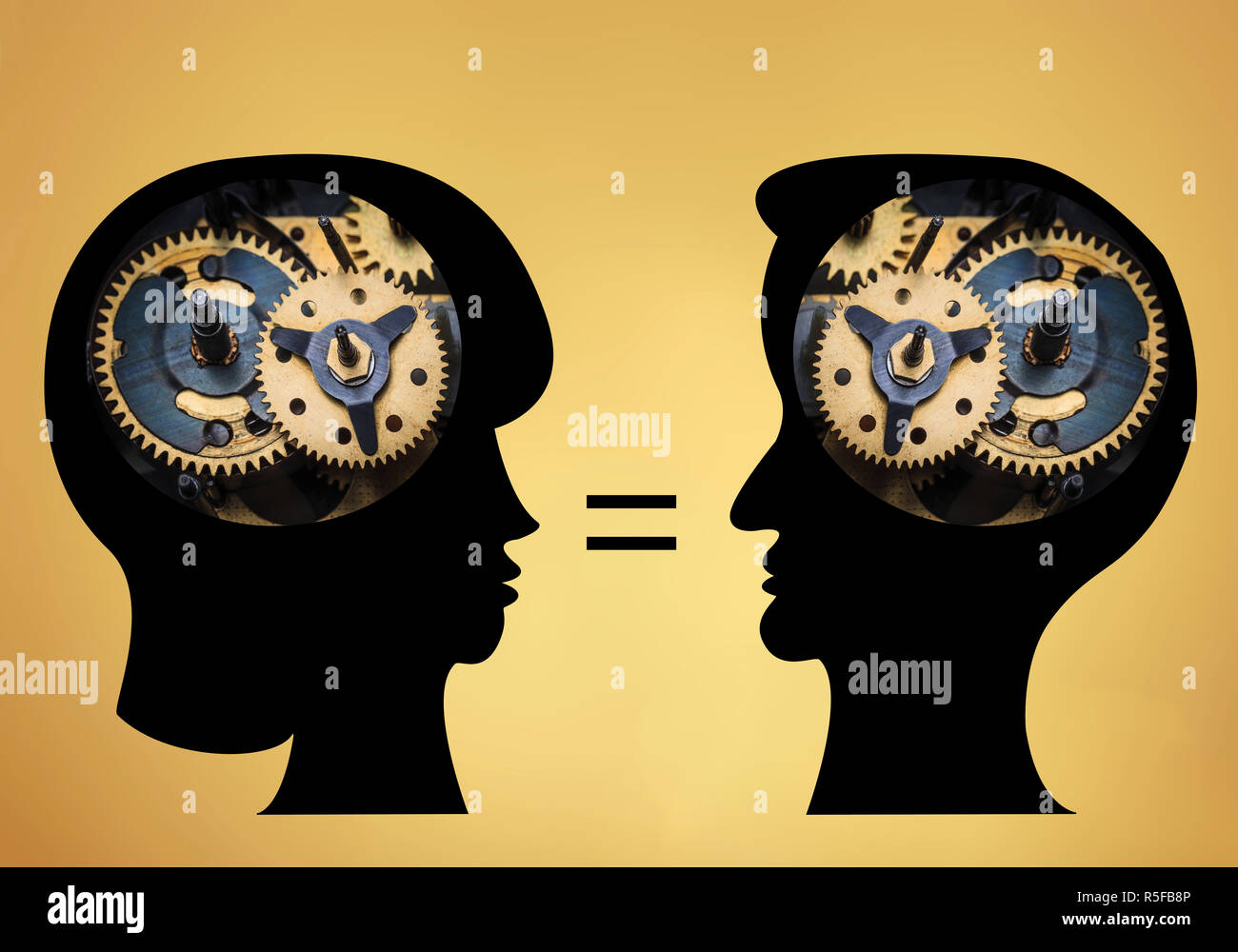 Silhouette human head gears mechanism hi-res stock photography and ...
