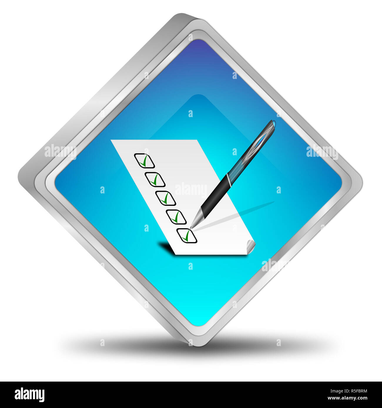 glossy blue Button with check list - 3D illustration Stock Photo - Alamy