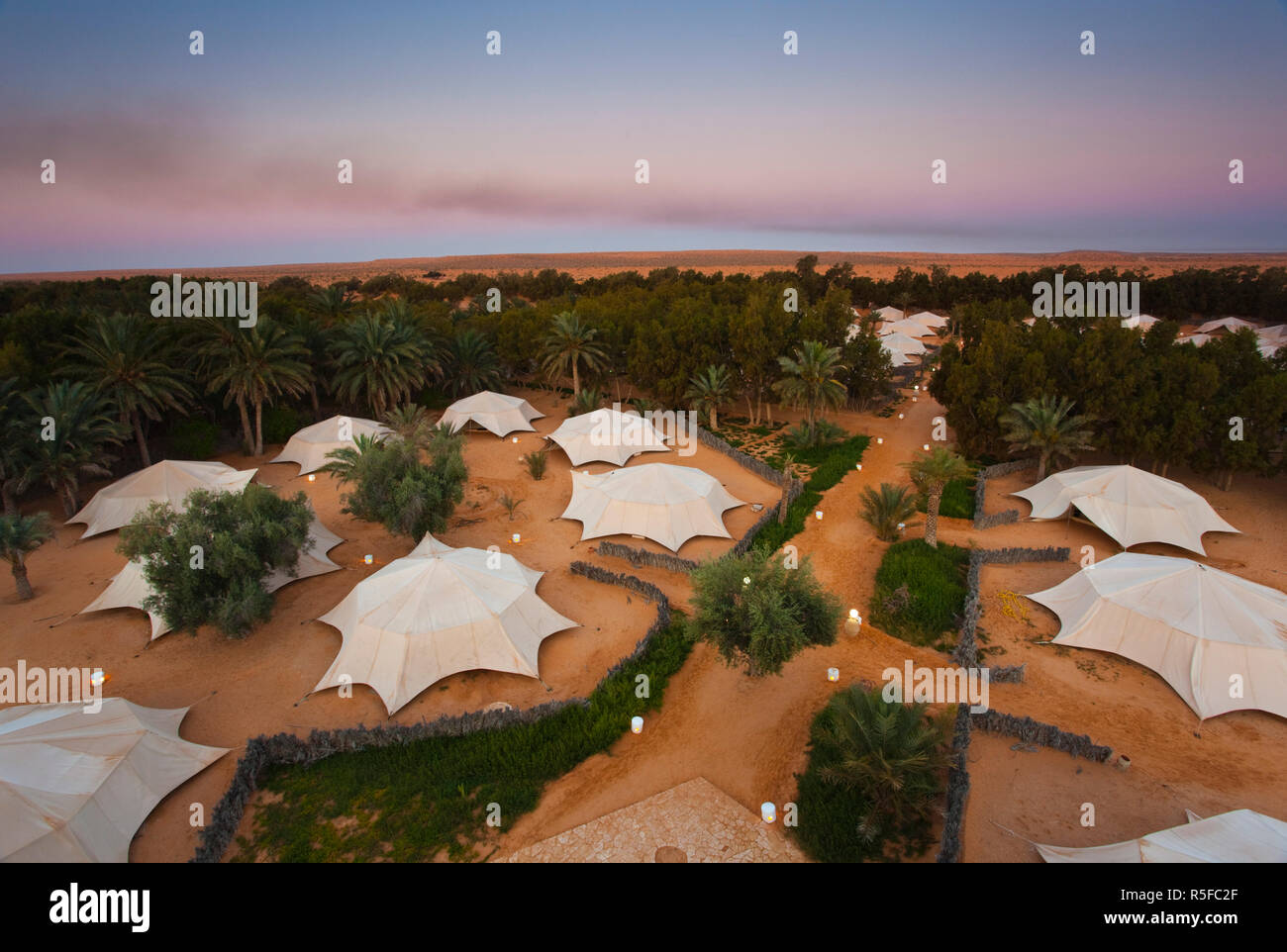 Tunisia, Ksour Area, Ksar Ghilane, Grand Erg Oriental Desert, elevated ...