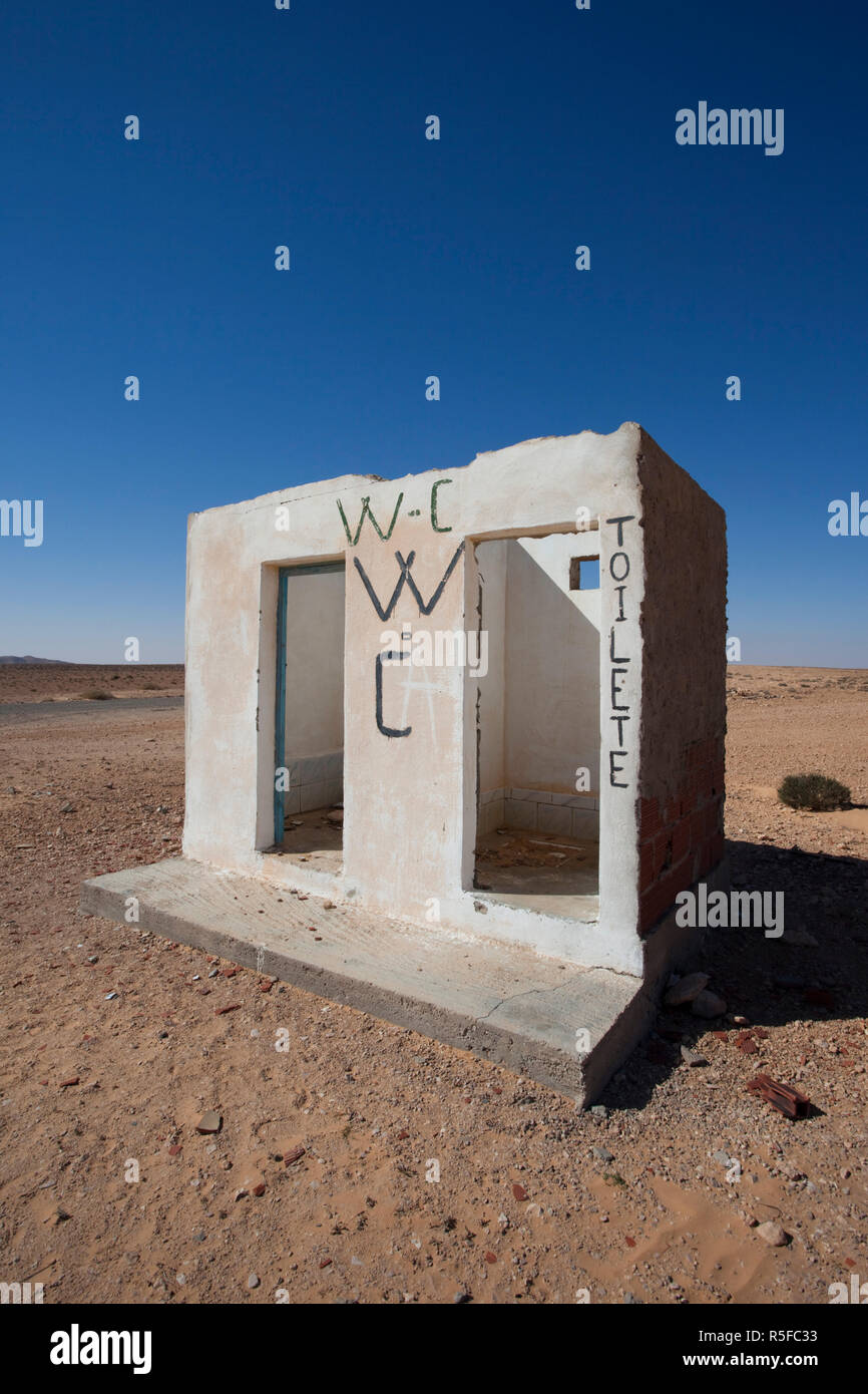 Tunisia, Ksour Area, Route C 105, desert roadside toilets, WC Stock ...