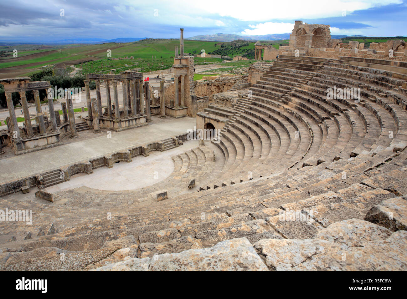 Roman theatre (168 AD), Dougga (Thugga), UNESCO World Heritage Site ...