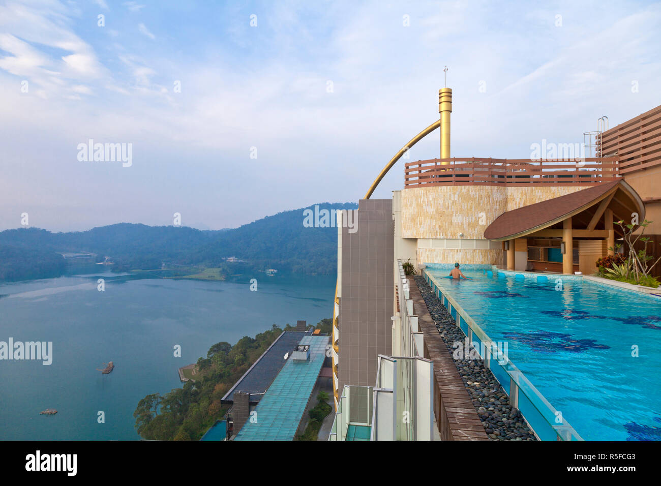Taiwan, Nantou, Sun Moon Lake, Shuishe, Swimming pool at the Wen Wan ...