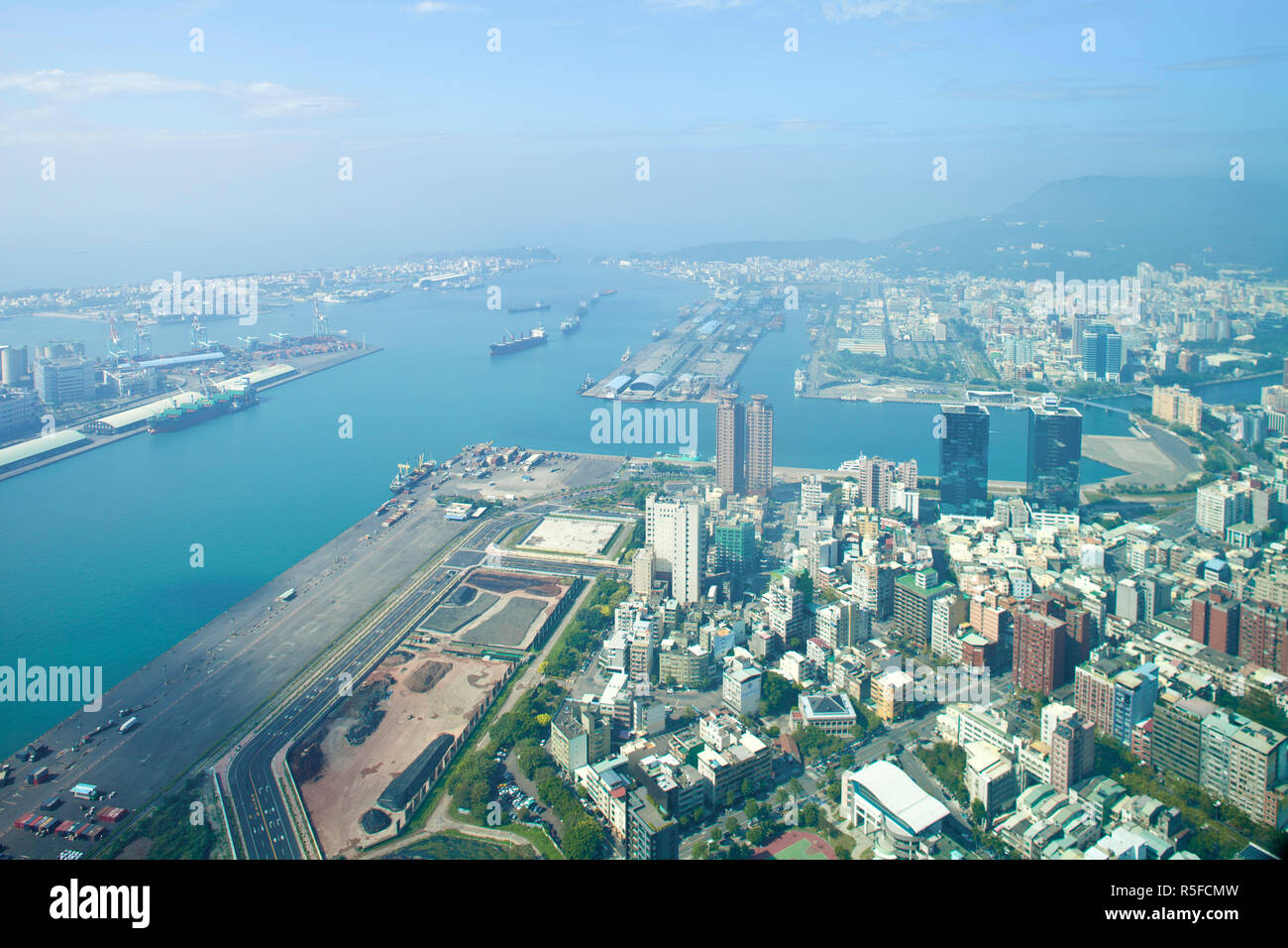 Taiwan, Kaohsiung, View of harbour and city Stock Photo - Alamy