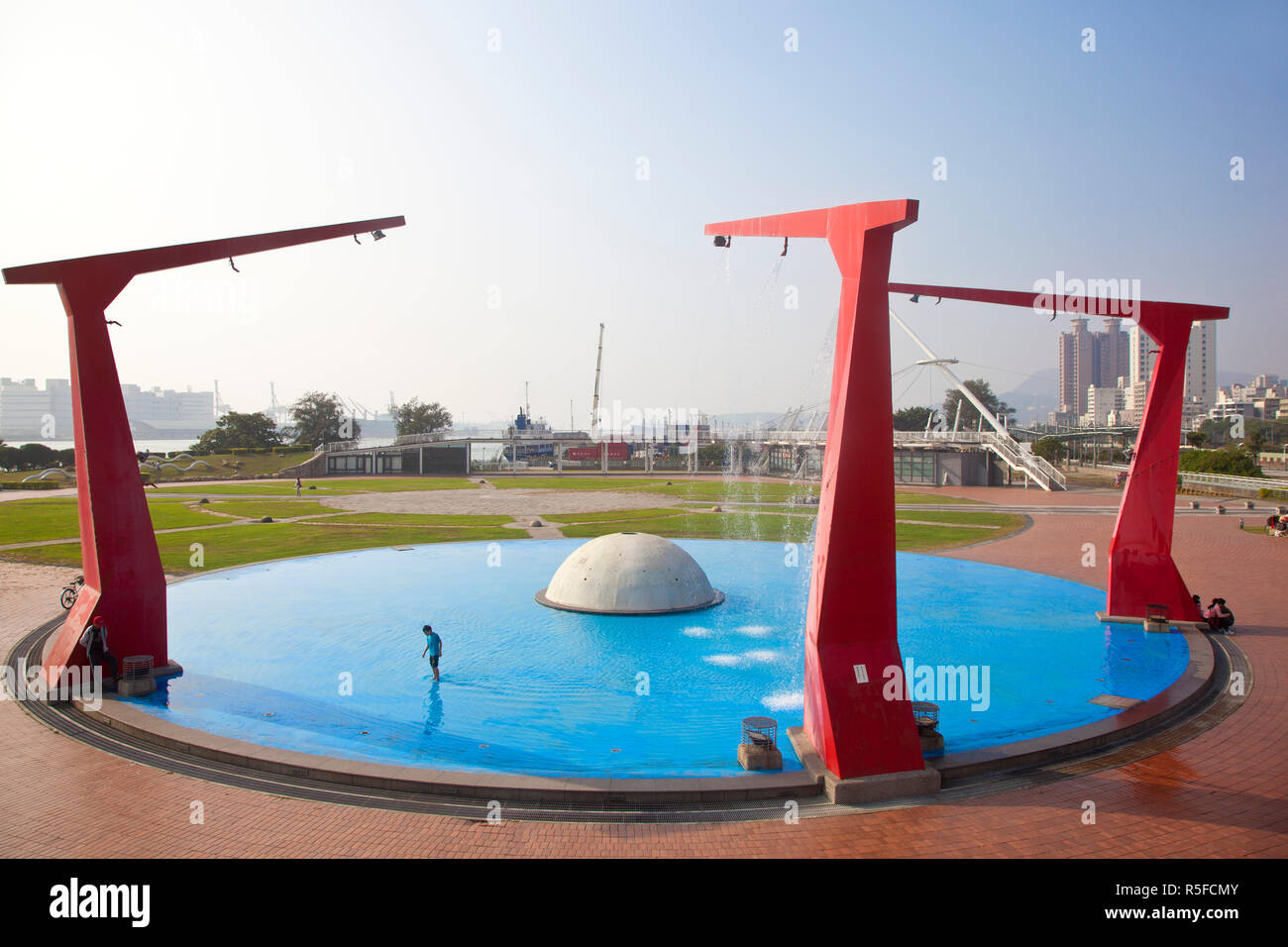 Taiwan, Kaohsiung, Paddling pool at Singuang Ferry Wharf Stock Photo ...