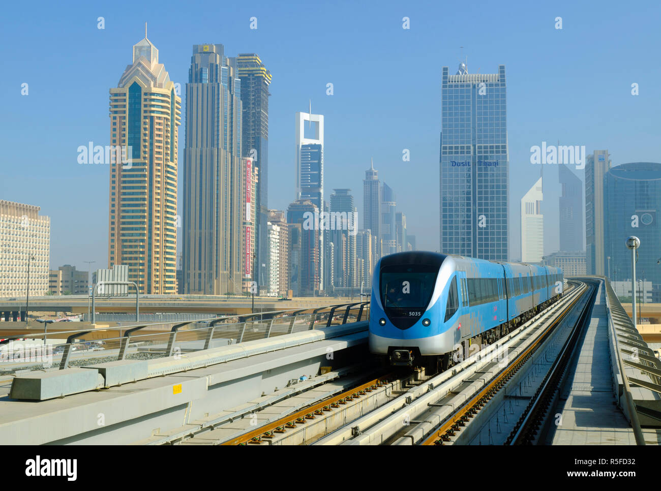 UAE, Dubai, Sheikh Zayed Road from Burj Khalifa Metro Station Stock ...
