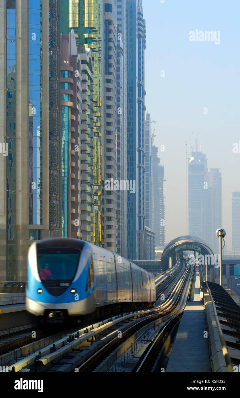 UAE, Dubai, Sheikh Zayed Road, Financial Centre Metro Station from ...