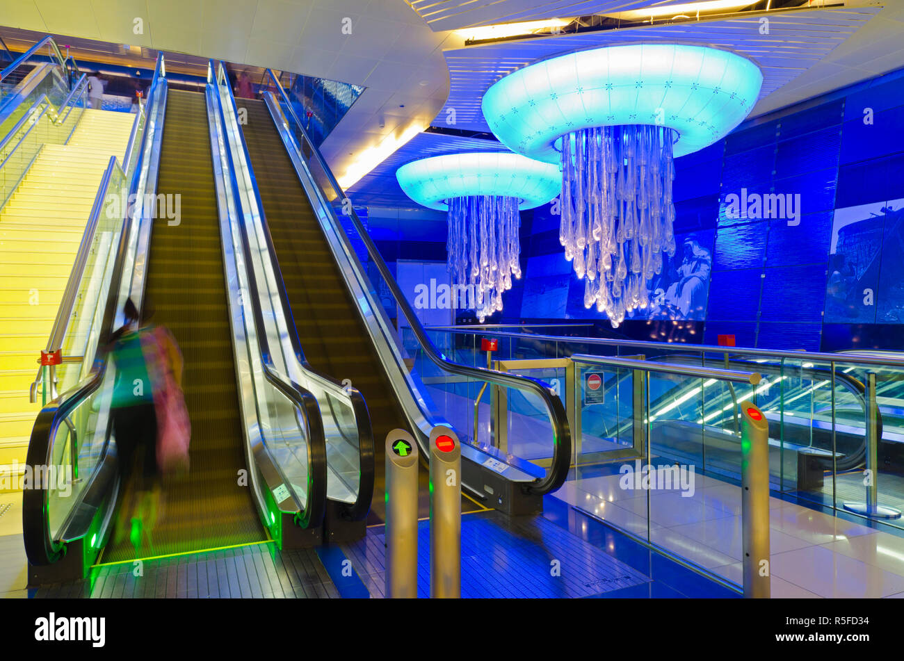 UAE, Dubai, Khalid Bin Al Waleed Metro Station Stock Photo - Alamy
