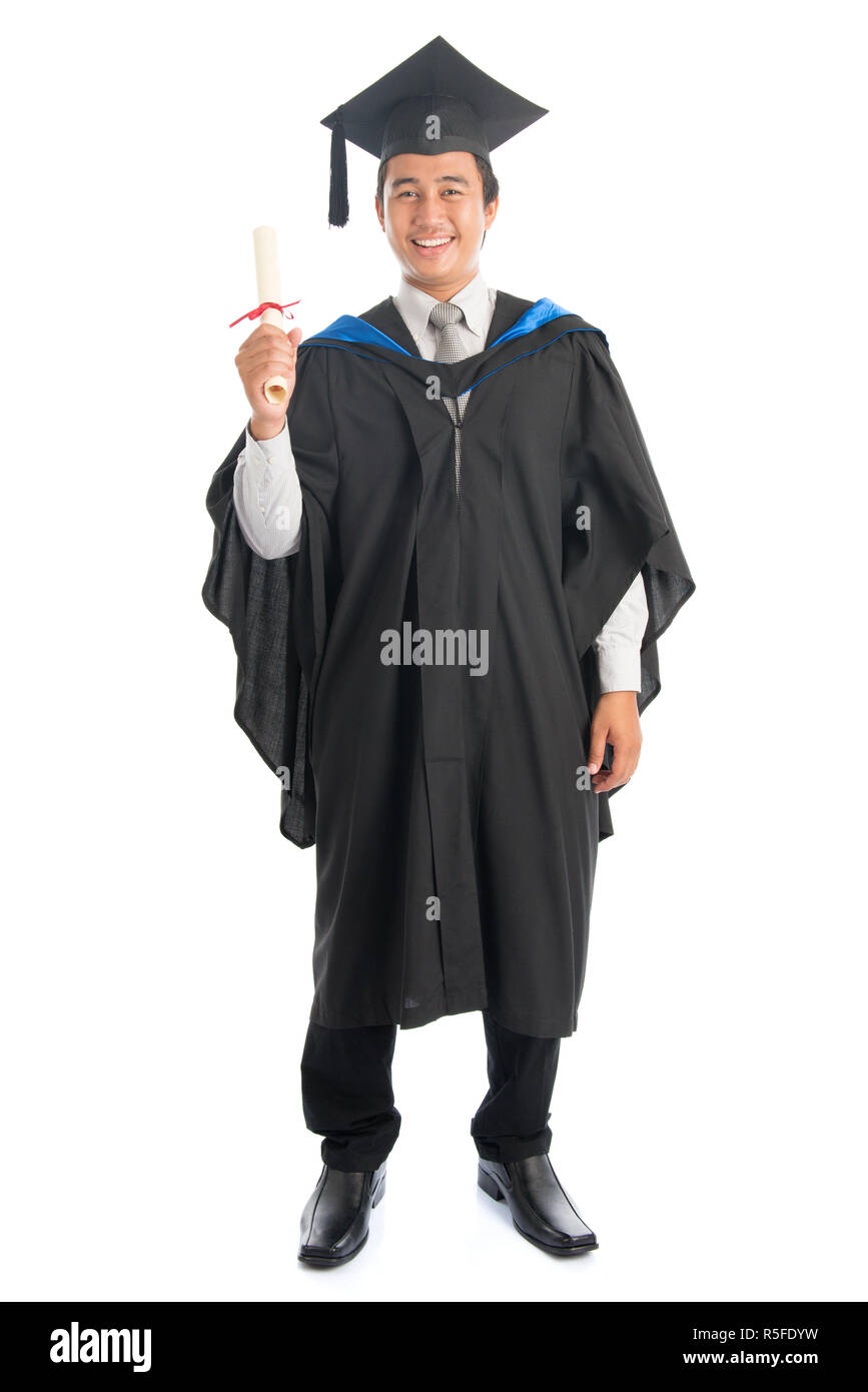 Full length university student graduation portrait Stock Photo - Alamy