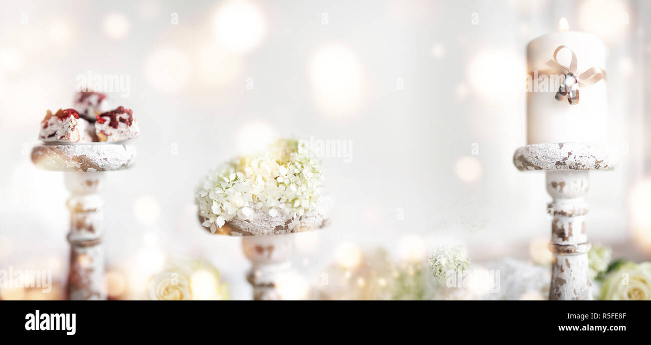 romantic decoration with wedding rings Stock Photo - Alamy