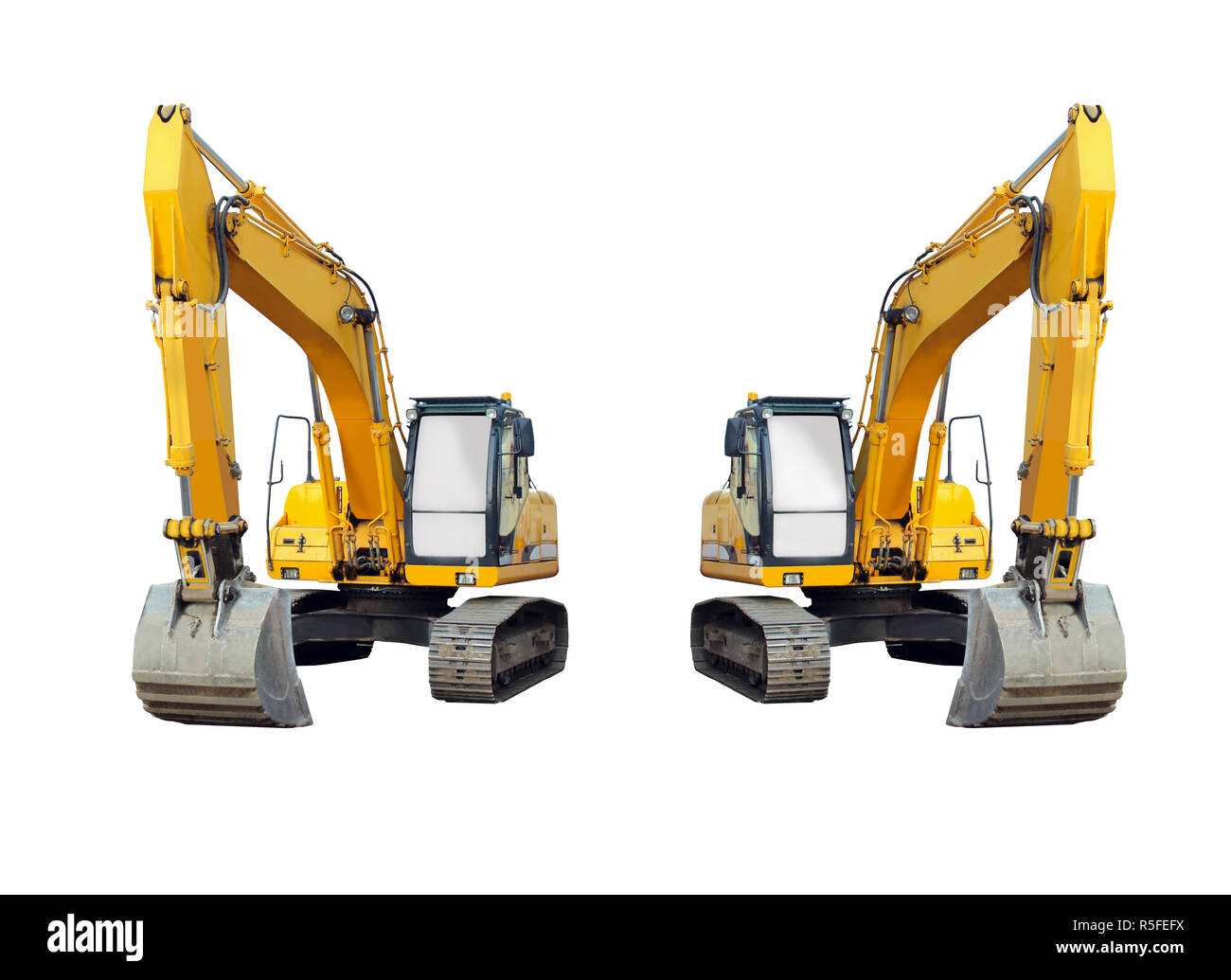 Yellow excavators Cut Out Stock Images & Pictures - Alamy