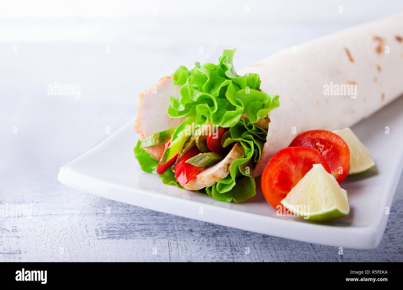 Chicken wrap sandwich Stock Photo - Alamy