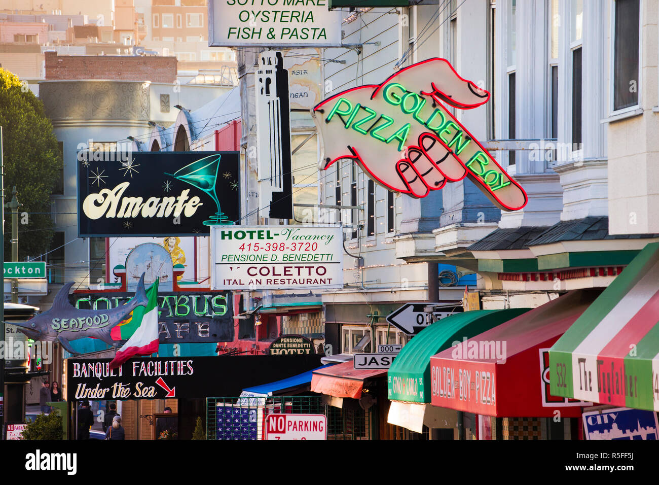 USA, California, San Francisco, North Beach (Little Italy), Cafes Stock ...